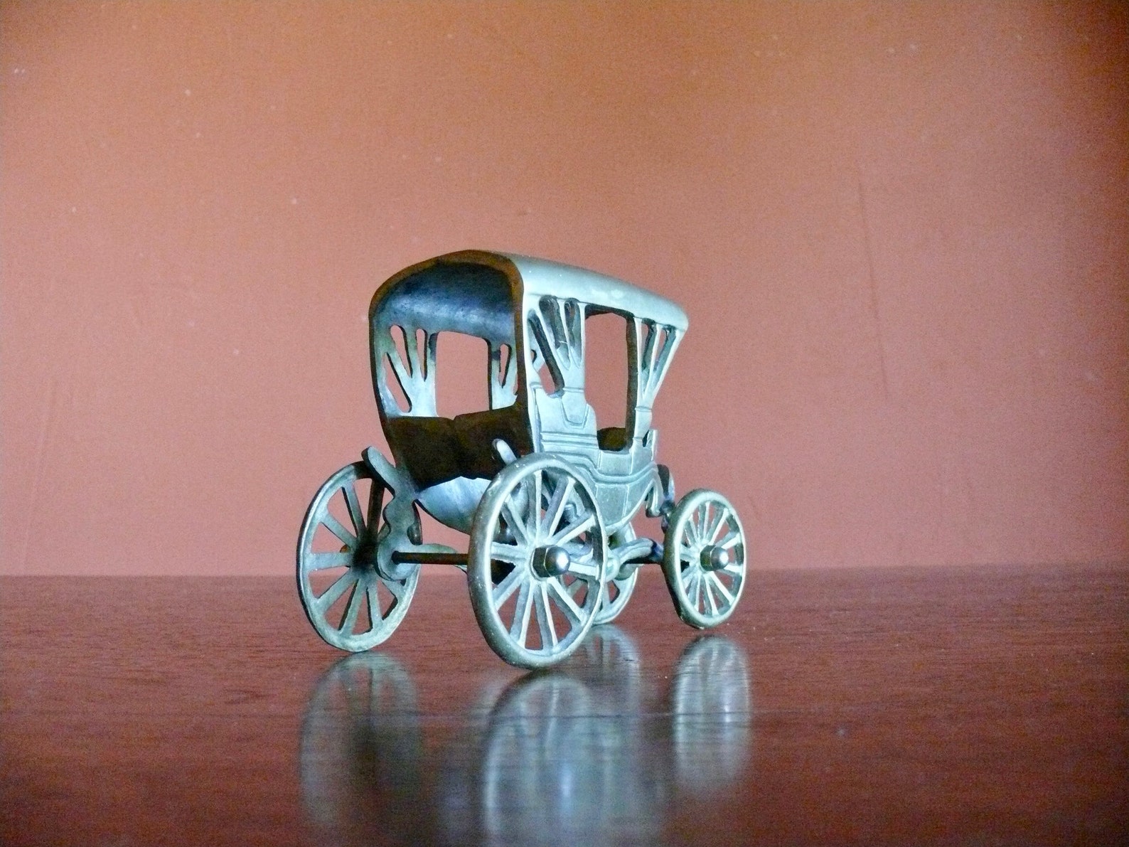 Brass Horseless Carriage Figurine With Turning Wheels Vintage | Etsy