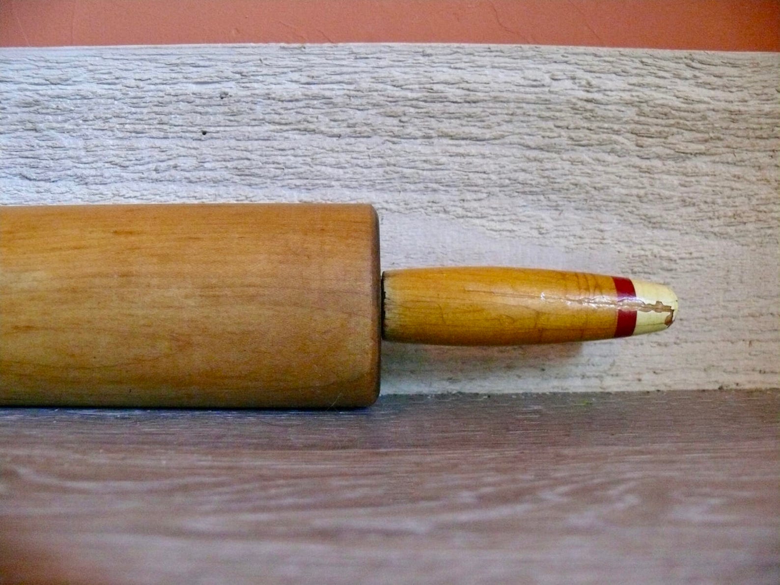 Solid Wood Rolling Pin With Red Yellow Painted Wood Handles - Etsy