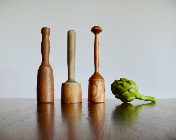 3 Old Carved Wood Pestles Assorted Turned Wood Mauls Mashers - Etsy