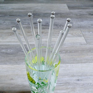10 Clear Glass Rod Cocktail Pitcher Stirrers, Vintage 12 Ball Tipped ...