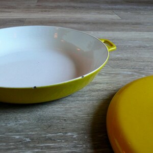Yellow Enamelware Copco Denmark Cast Iron 10" Skillet With Lid and Wood ...