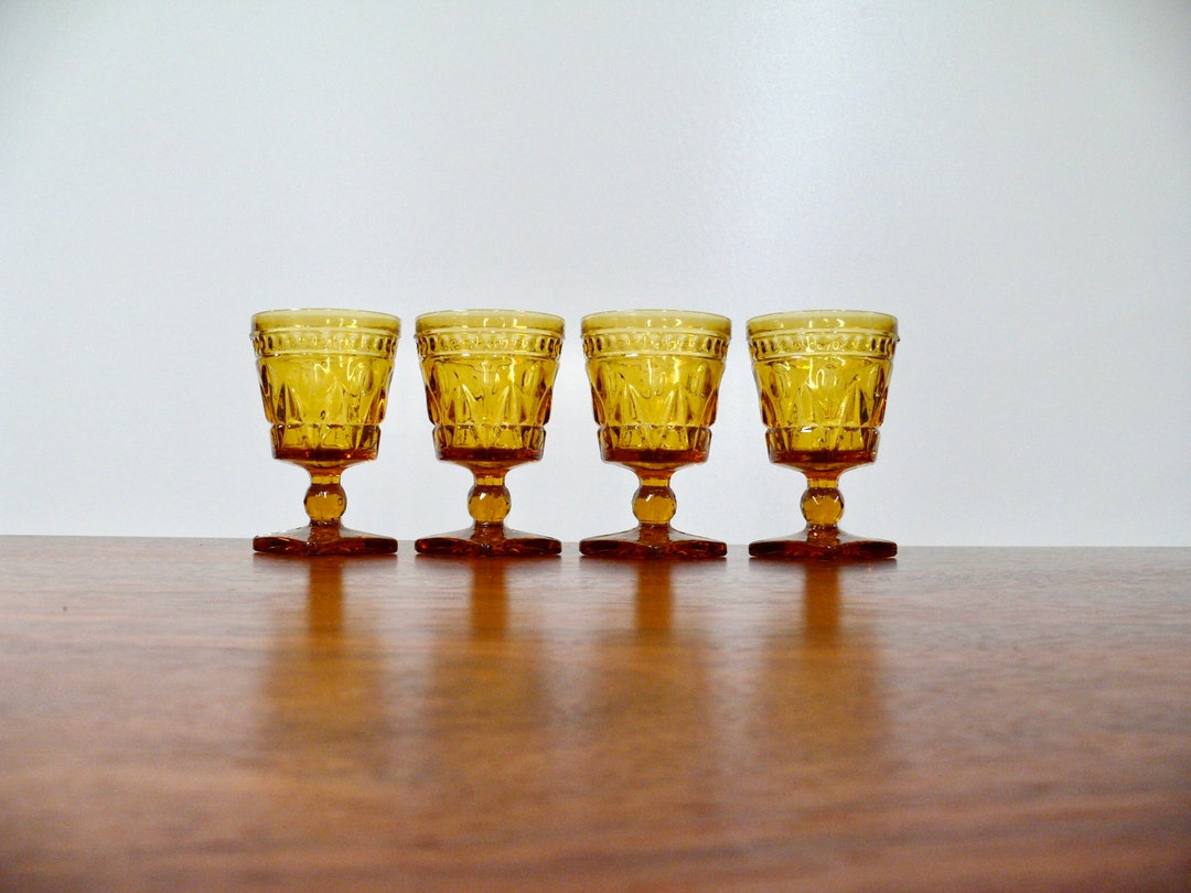 Park Lane Amber Water Goblets, Set of 4, Vintage Colony Glass - Etsy