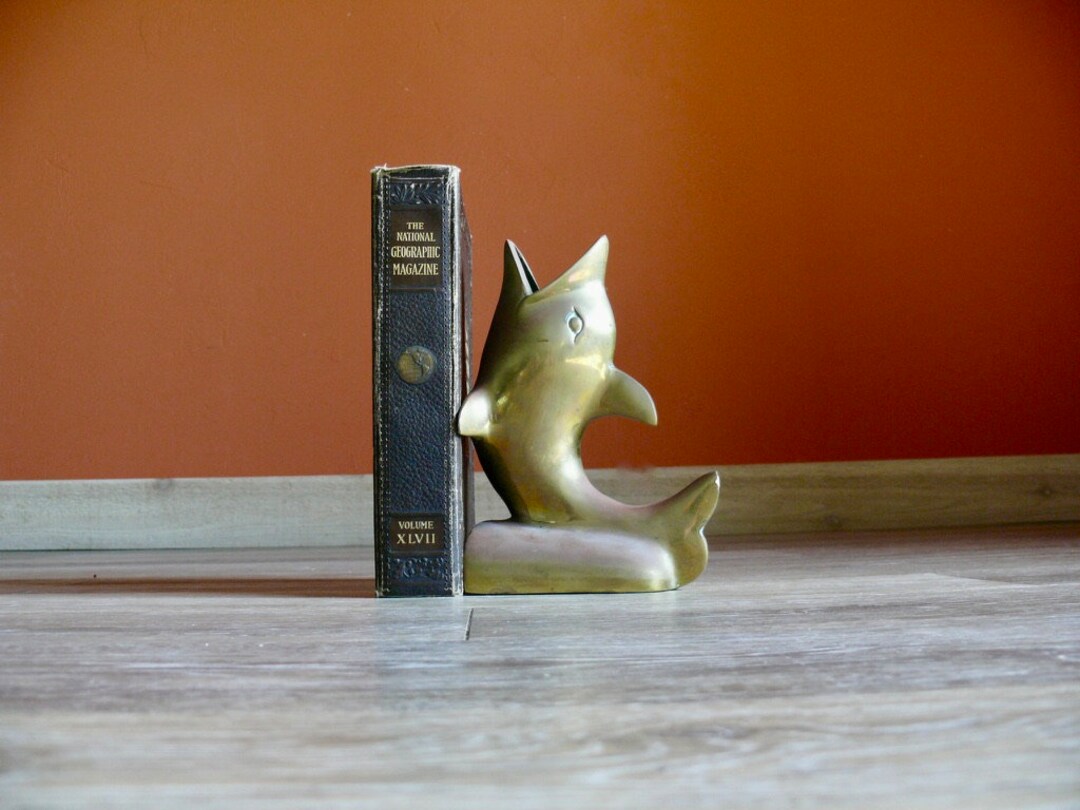 Solid Brass Open Mouth Dolphin Doorstop Bookend, Fish Shaped Vase ...