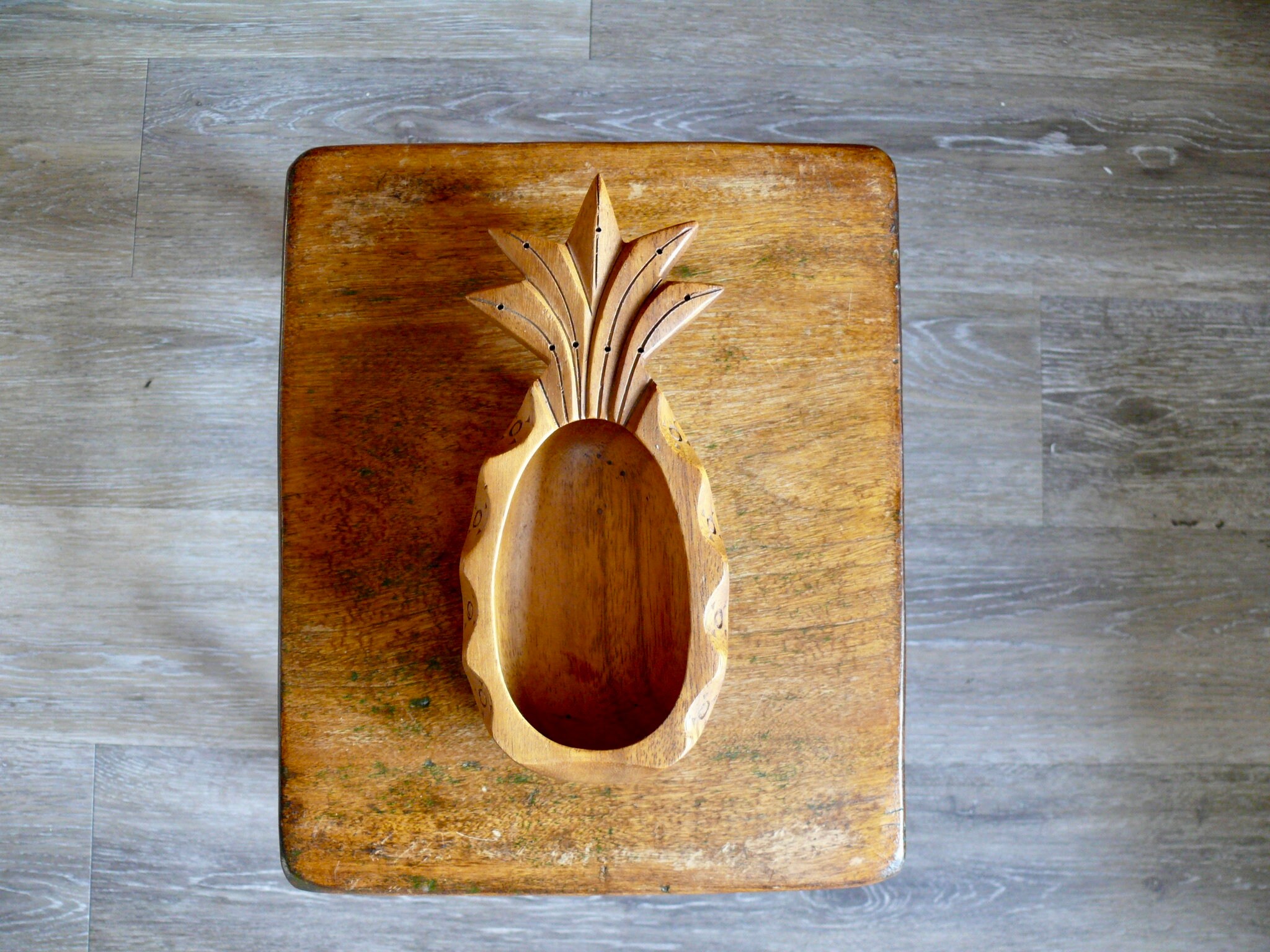 Vintage Wood Pineapple Toothpick Appetizer Bowl Carved Wood | Etsy