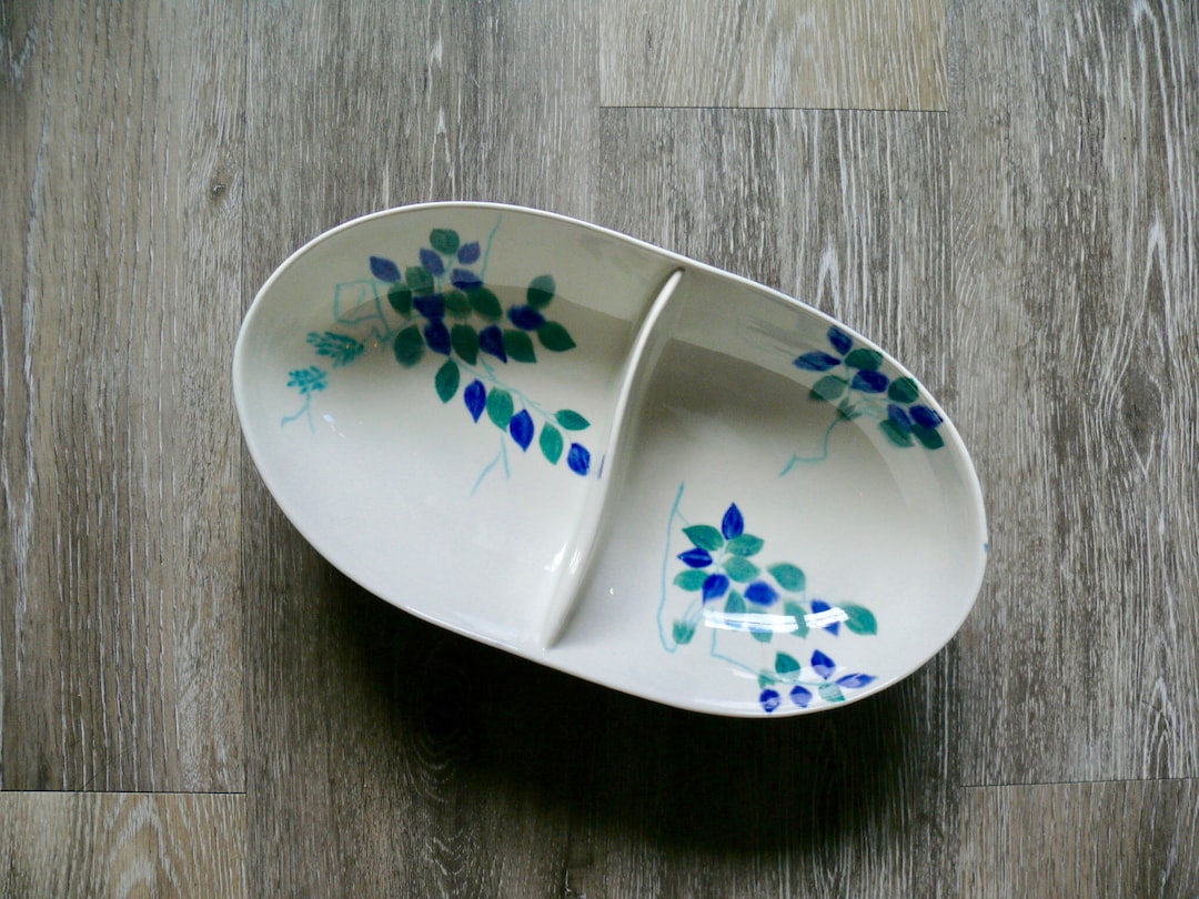 50s Red Wing China Mediterrania Oval Divided Vegetable Bowl, Vintage ...