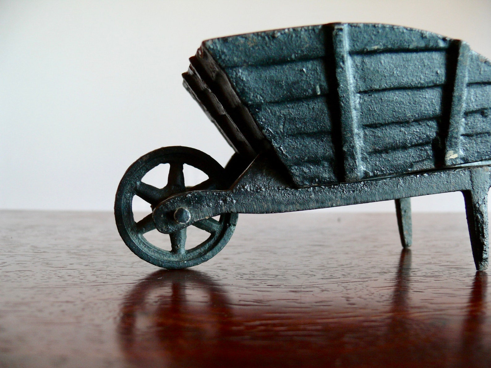 Small Black Cast Iron Wheelbarrow Planter Vintage 9 Old | Etsy