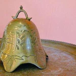 Vintage 4 Etched Brass Temple Bell Gong With Scalloped Bottom, Feng ...