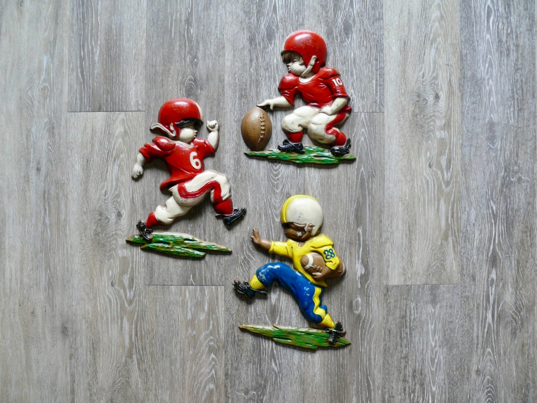 Vintage Sexton Kid Football Wall Hangings, 3 Sexton Aluminum Football ...