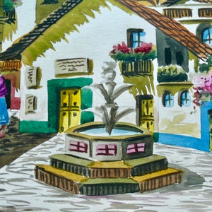 Original 12" Taxco Mexico Watercolor Painting Signed Max Vidal, 50s ...