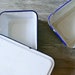 2 White Enamel Refrigerator Boxes With Blue Edge and Lid - Etsy