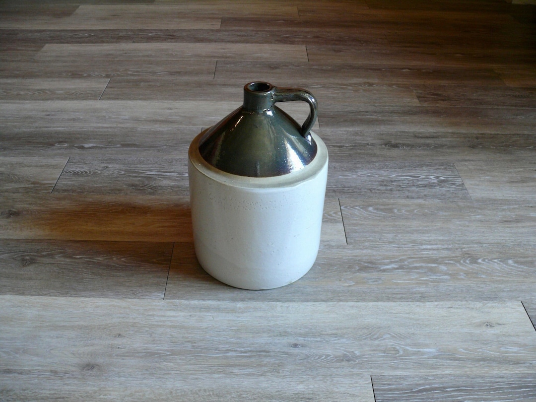 Antique Salt Glaze Stoneware Whiskey Jug, Primitive Crock Moonshine Jug ...