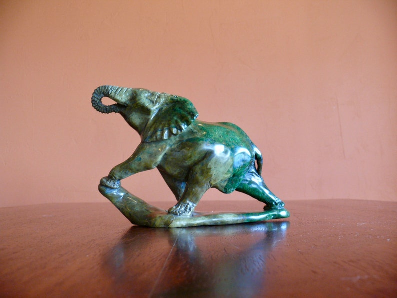 Green Verdite Elephant Sculpture Large 10 Hand Carved - Etsy