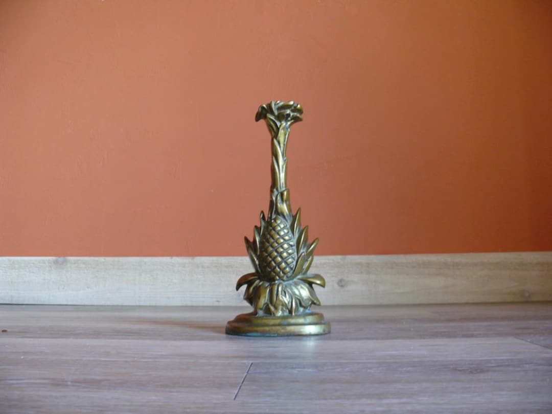 Vintage Brass Pineapple Doorstop, Solid Cast Brass Welcome Decor, 1970s ...