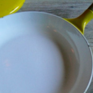 Yellow Enamelware Copco Denmark Cast Iron 10" Skillet With Lid and Wood ...