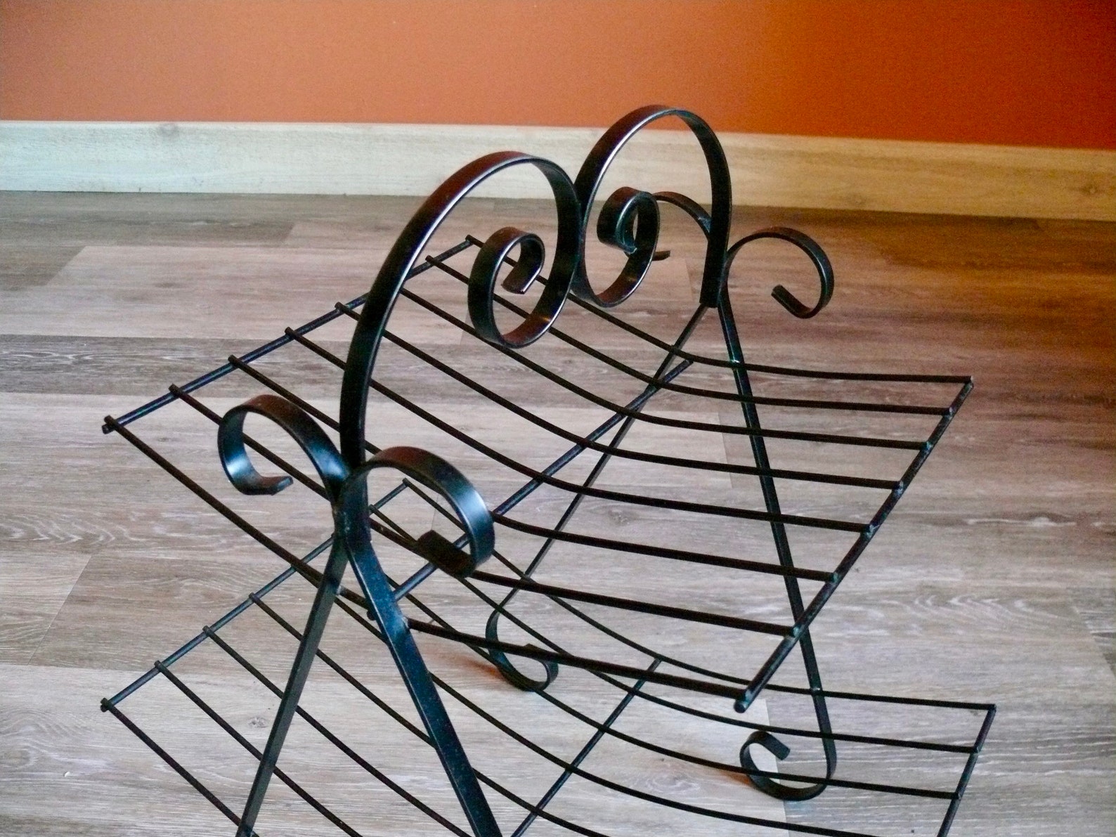 Black Metal Two Tier Magazine Rack Modern Metal Wire Scroll | Etsy