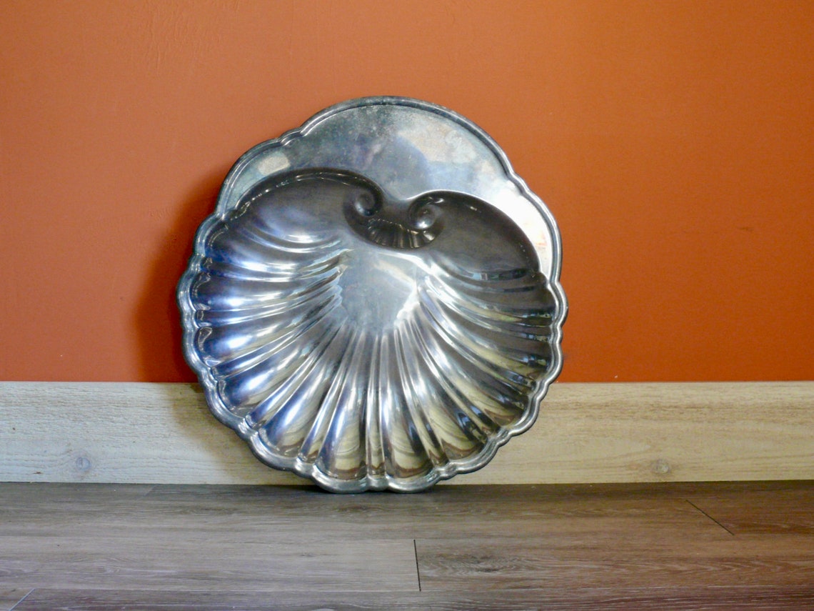 Large Oneida Silver Shell Serving Tray Vintage 18 - Etsy