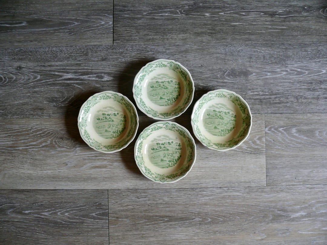 Royal Venton Ware Hunting Scene Fruit Dessert Bowls, Set of Four, Green ...