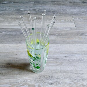 10 Clear Glass Rod Cocktail Pitcher Stirrers, Vintage 12 Ball Tipped ...