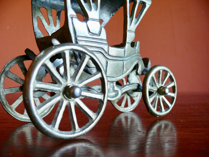 Brass Horseless Carriage Figurine With Turning Wheels Vintage | Etsy