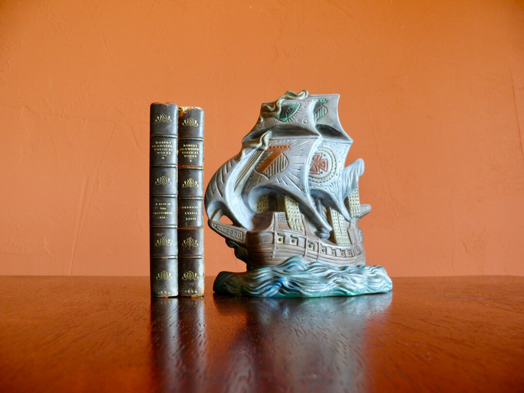 Vintage Pirate Ship Bookend Wall Hanging, Atlantic Mold Old World ...