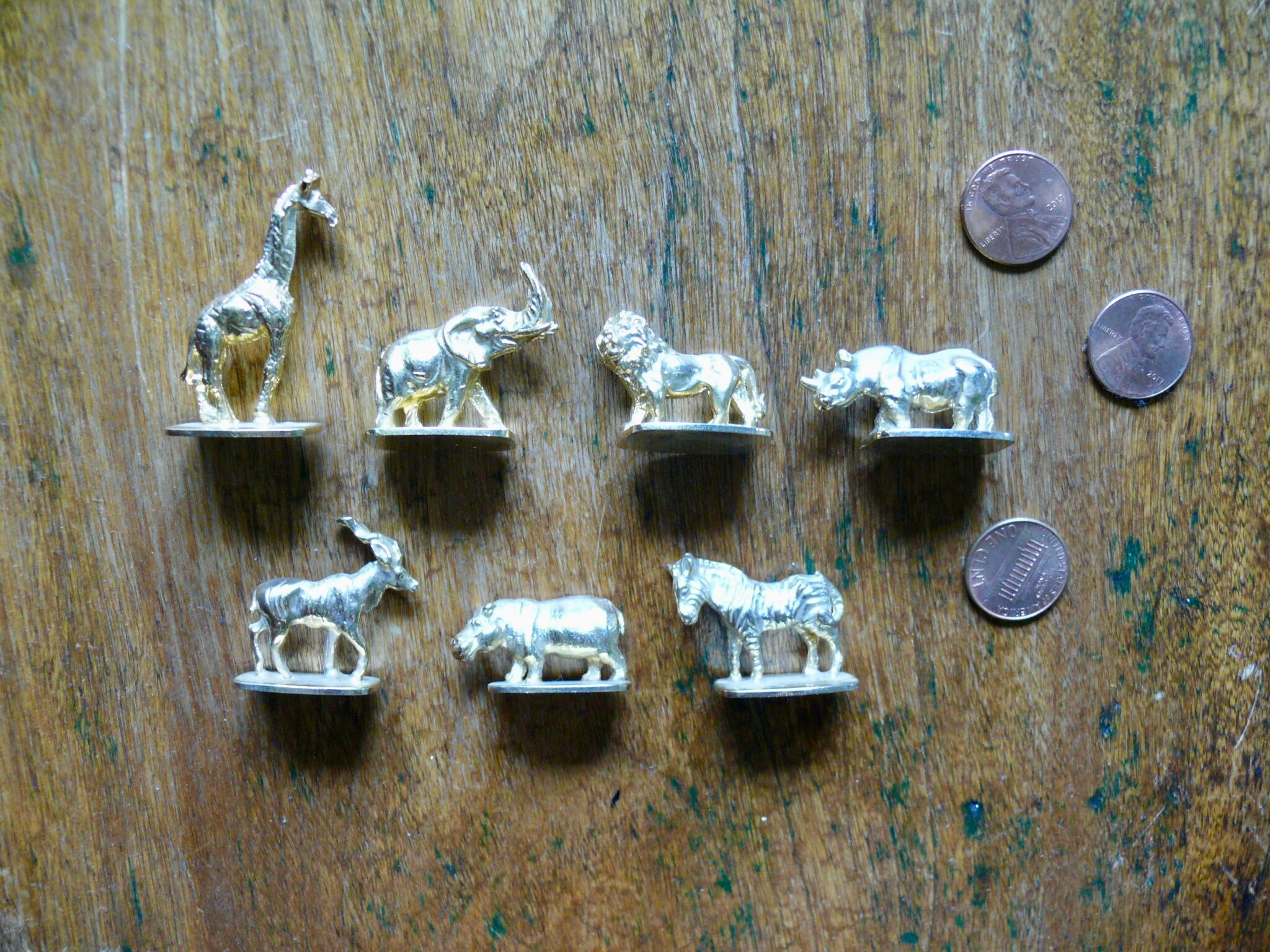7 Miniature Gold Metal African Safari Animal Figurines - Etsy
