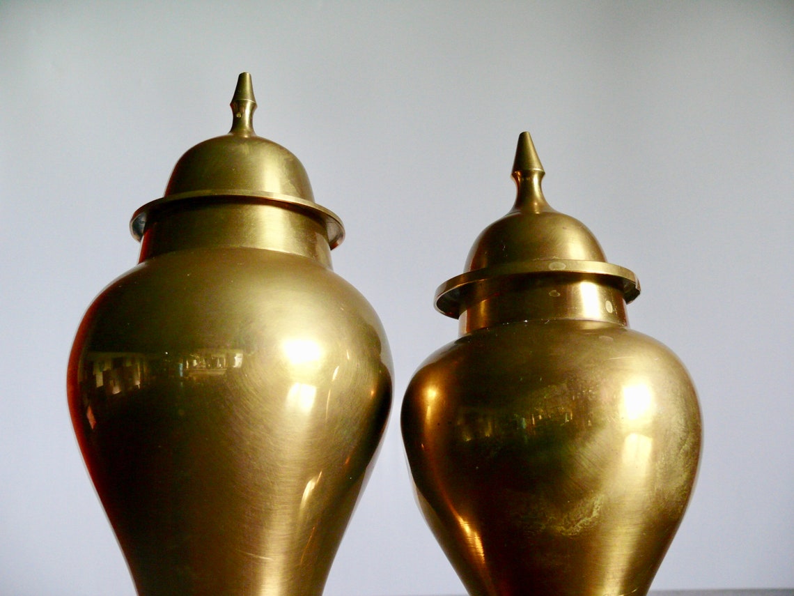2 Vintage Brass Ginger Jars in Graduated Sizes Matching | Etsy