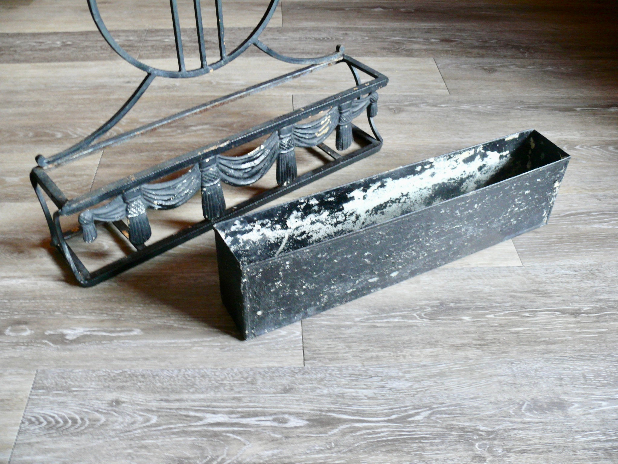 Vintage Black Wrought Iron Window Box Planter 20 French | Etsy