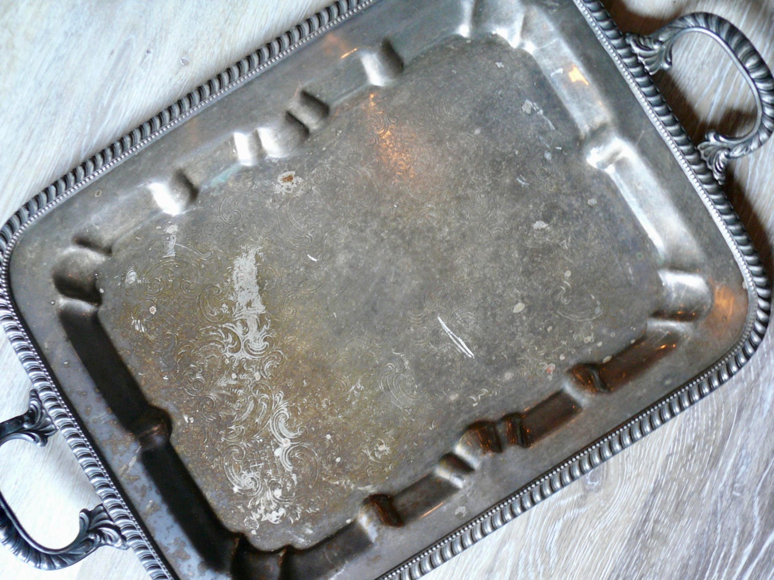 Silver 22 Handled Butlers Gallery Tray With Etched | Etsy