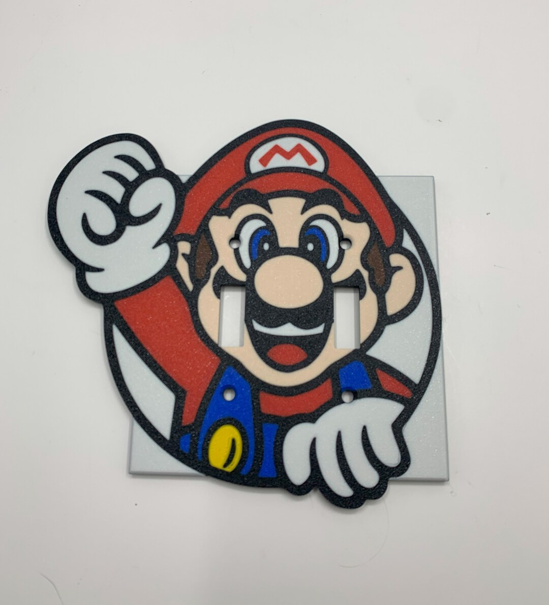 MARIO FACE Double Light Toggle Switch Cover Plate Super Mario Room Wall ...