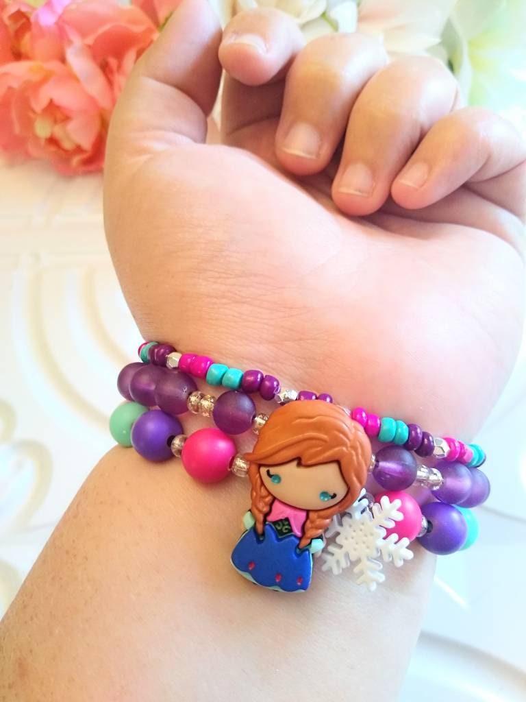 Queen Elsa Bracelet From Disney's Frozen Bubblegum Beaded - Etsy