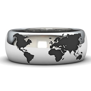 EARTH MAP RING | Aged Silver World Map Ring | Travel Lover Gift | World ...