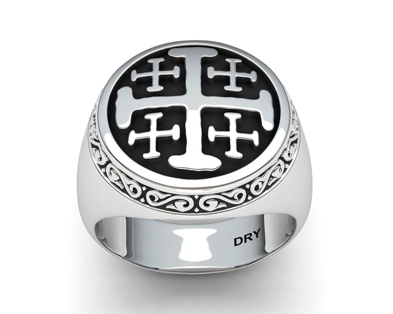 Jerusalem Cross Ring. 925 Sterling Silver Christian Crusaders. Free ...