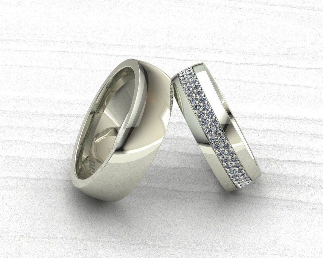 18k White Gold Couples Rings With Diamonds. Wedding Rings, Engagement ...