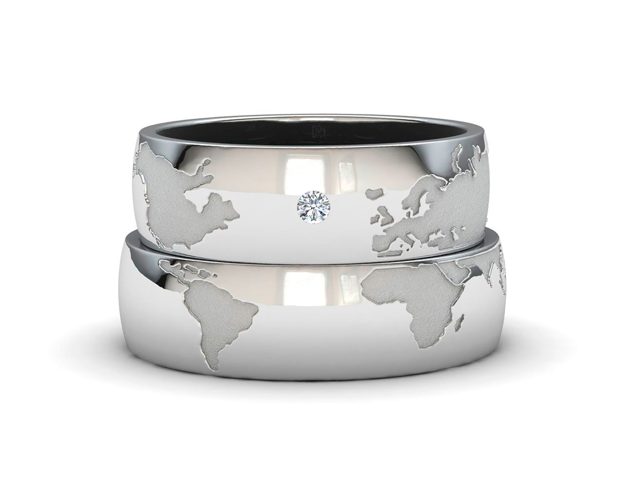 World Map Rings. Silver and Diamond Rings. Ideal for Wedding - Etsy