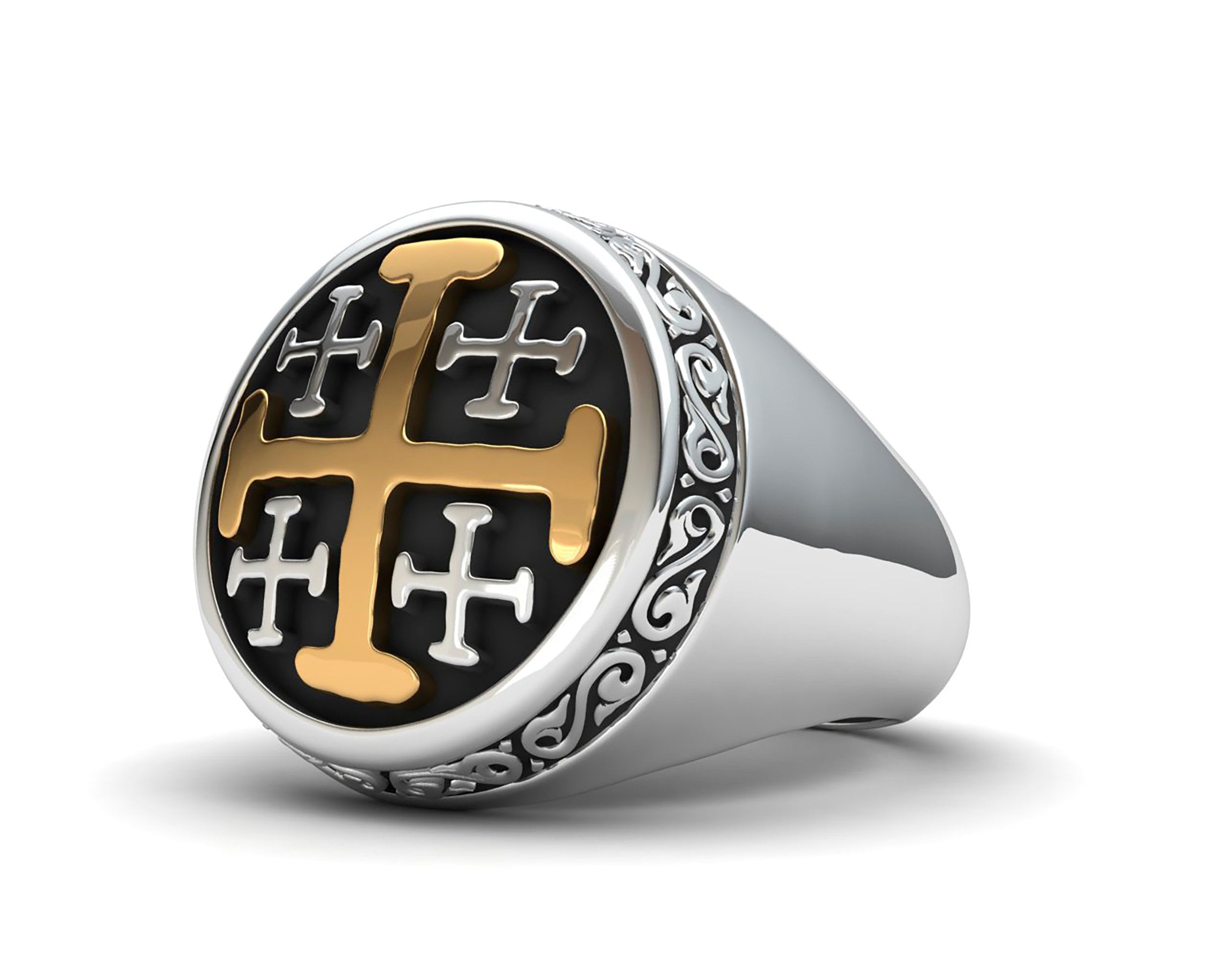 Jerusalem Cross Ring. Silver and Gold Crusaders. Free - Etsy