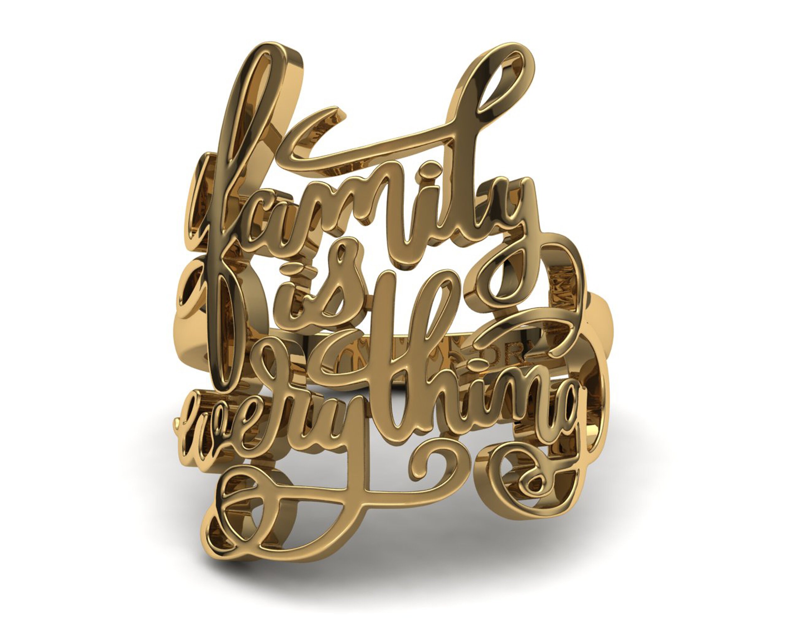18k Gold Lettering Ring. Family is Everything.a Design to Celebrate the ...