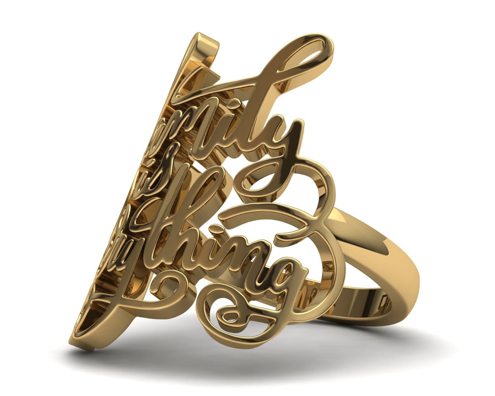 18k Gold Lettering Ring. Family is Everything.a Design to Celebrate the ...