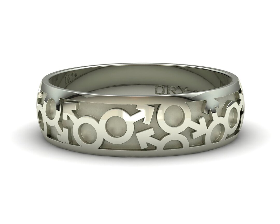 18k Gold LGTB Ring Gold With Male Symbols Patern. Perfect for a Wedding ...