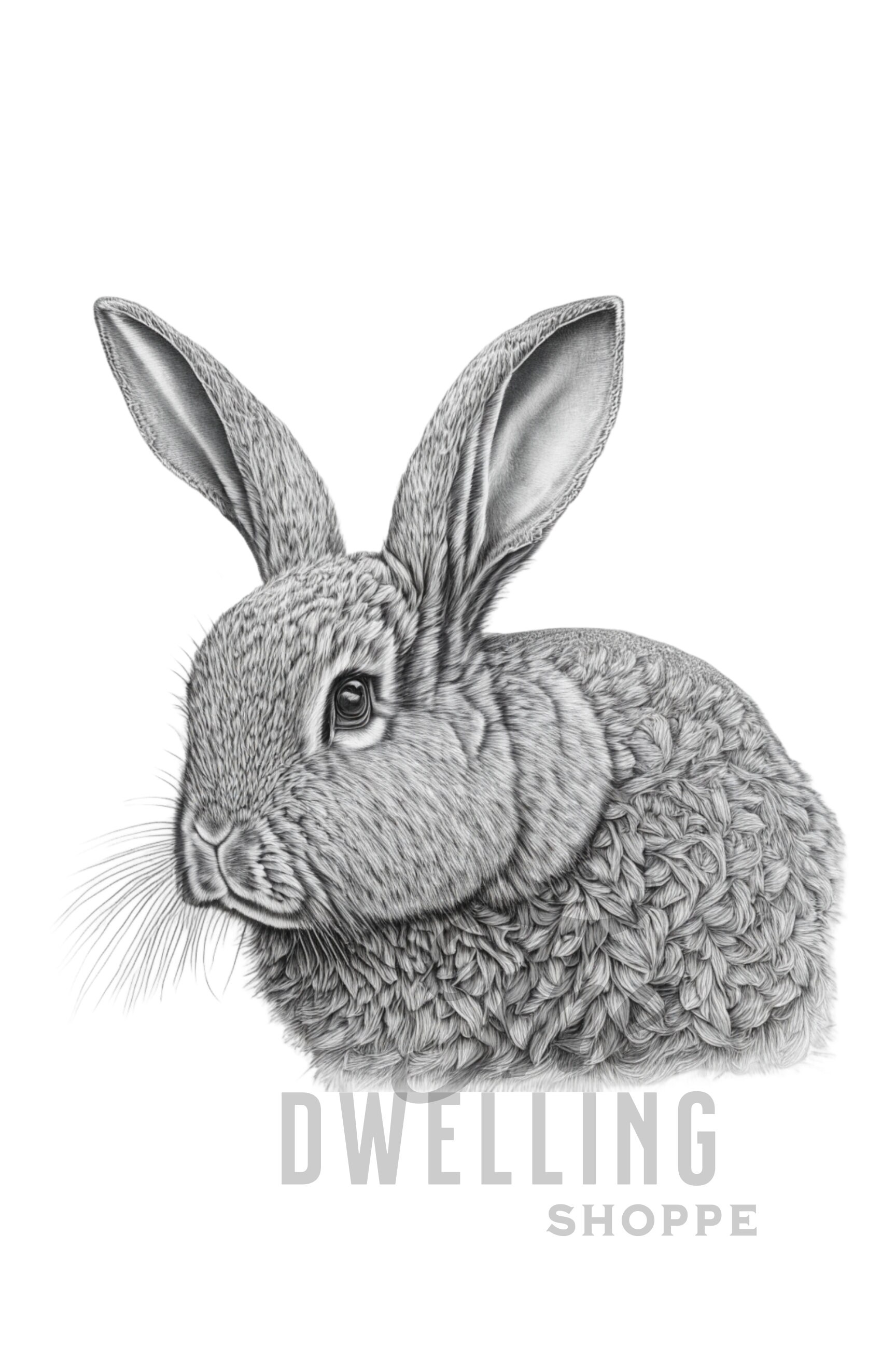 Gorgeous Pencil Rabbit Drawing Print // DIGITAL DOWNLOAD - Etsy