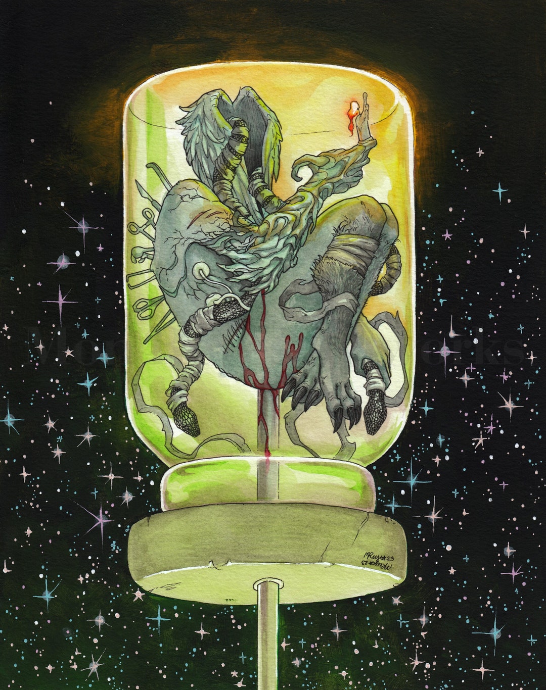 Caduceus Monster Art Medical Nurse Healthcare - Etsy