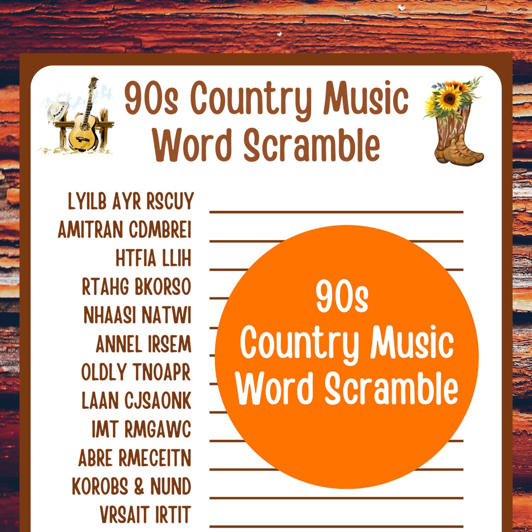 90s Country Music Word Scramble Game | Printable Artist Trivia, Retro ...