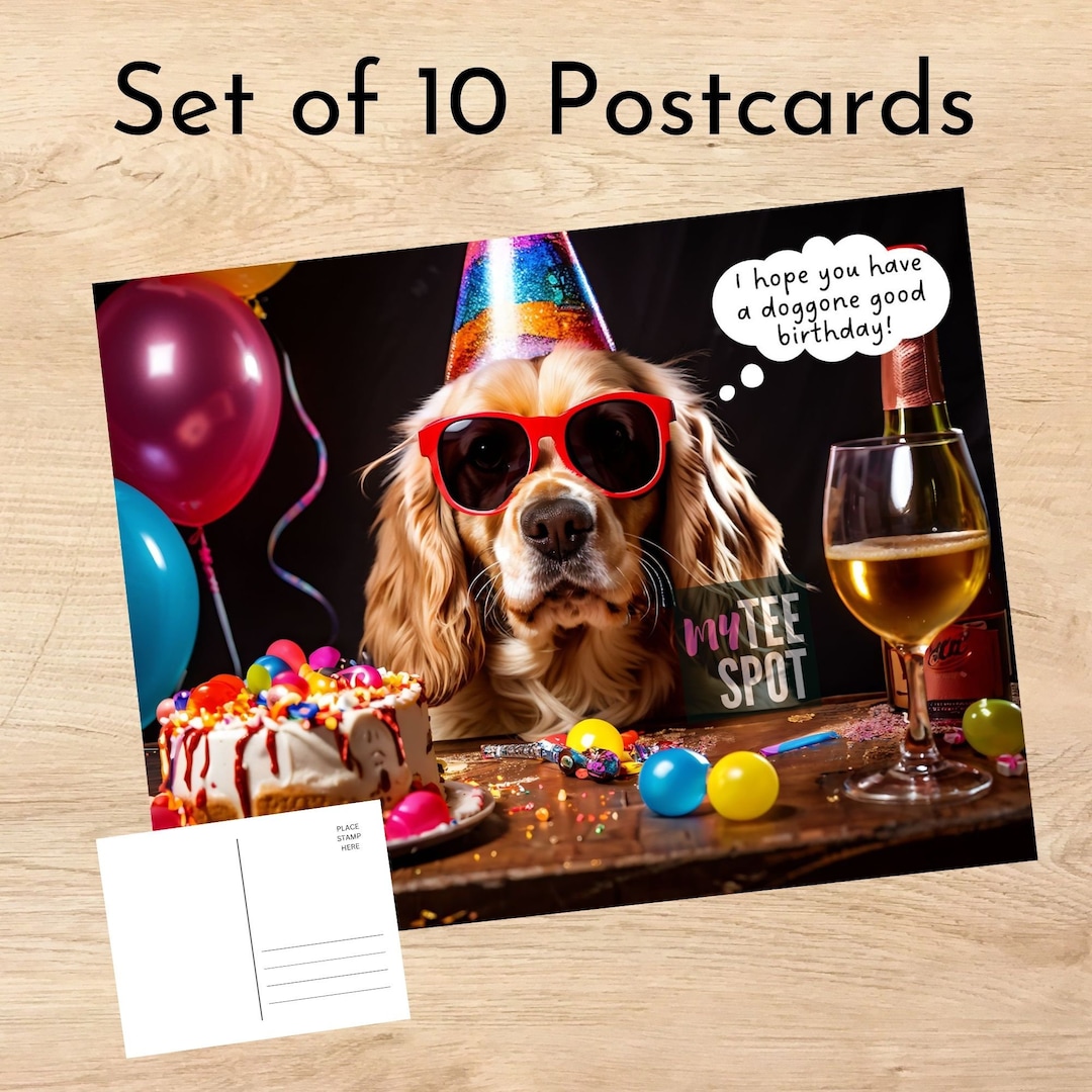 Funny Birthday Postcards Cards, Set of 10, Dogs, Funny Animal Greeting ...