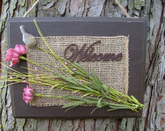 Burlap welcome sign | Etsy