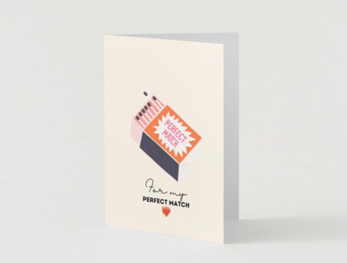 Perfect Match Valentine's Day Card - Etsy