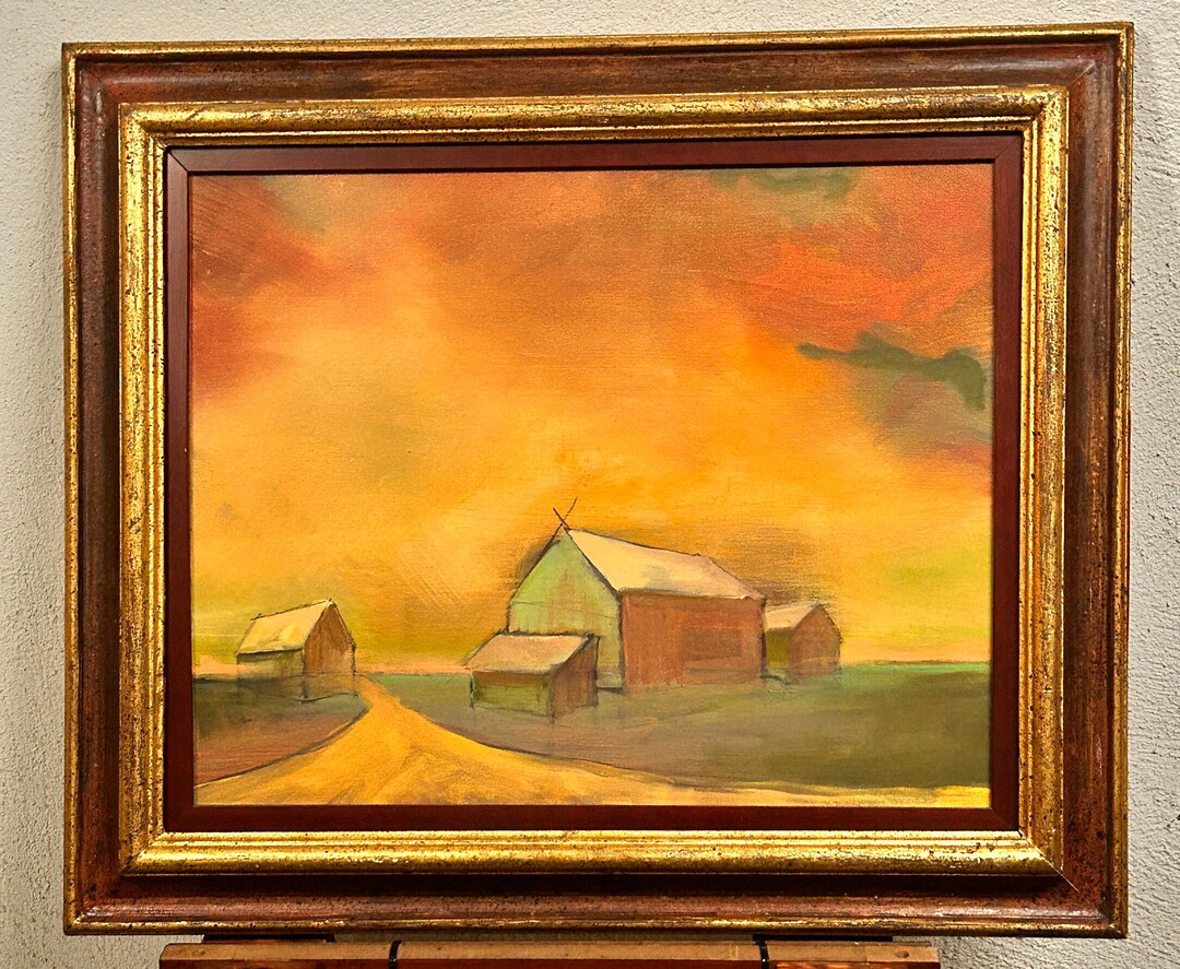 Hampton Barns IV Handmade Original Abstract Landscape Oil Painting on ...