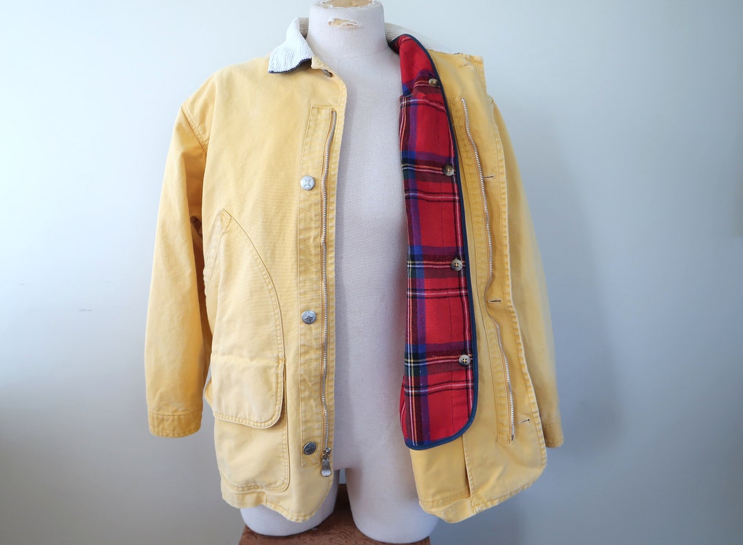 Vtg Pale Yellow + Red Plaid Nautica Jacket Corduroy Trim - Etsy