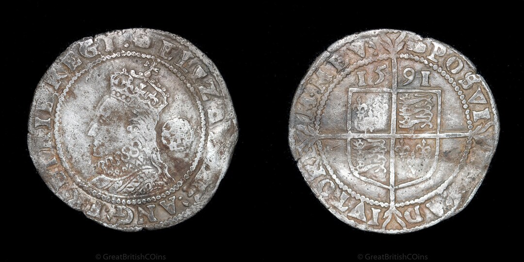 Tudor Coin Elizabeth I Silver 1591 Sixpence, British, Unique Gifts, Old ...