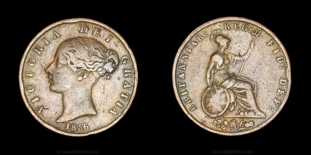Queen Victoria Early Copper Halfpenny 1856, Great British Coins ...