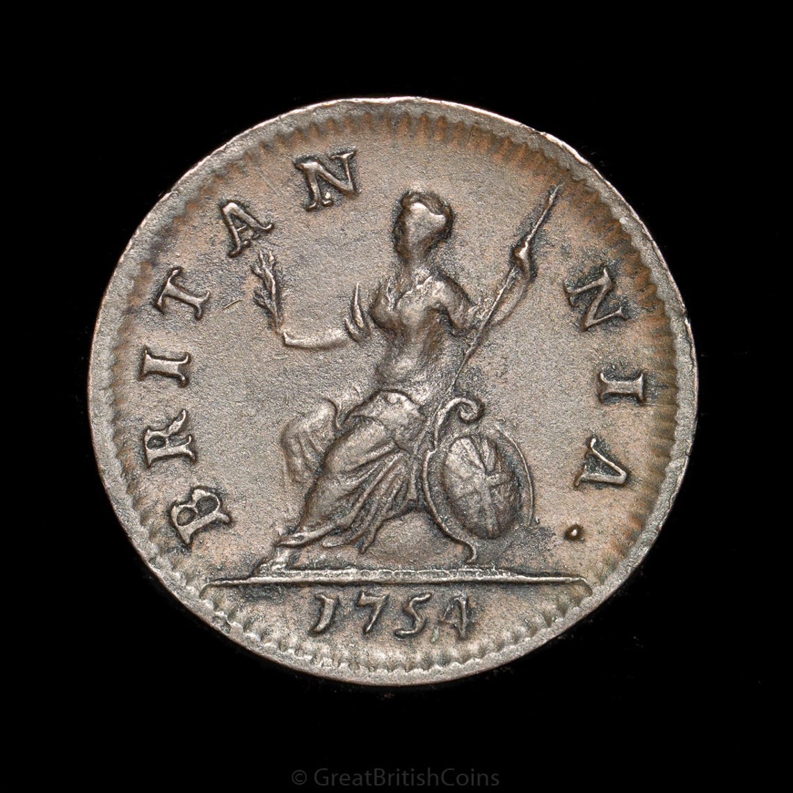 George II 1754 Copper Farthing Coin Great British Coins - Etsy