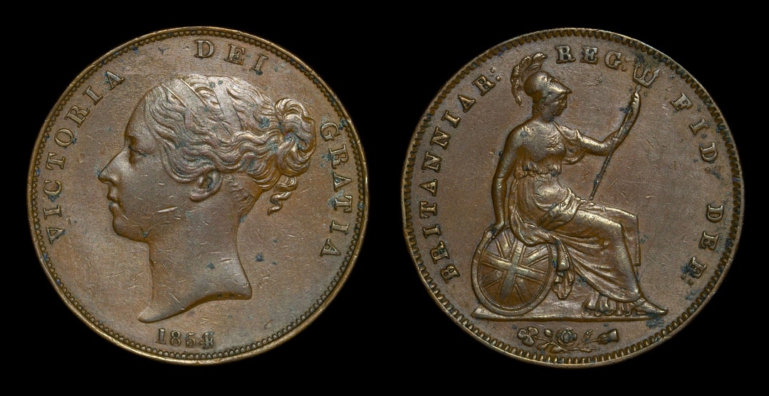 Queen Victoria Large Copper Penny 1854 British Coins - Etsy